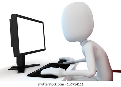 3d Man Working On Computer Stock Illustration 186914111 | Shutterstock