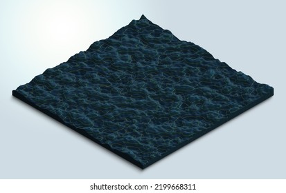 3d Map Isometric View Contour Lines Stock Illustration 2199668311 ...