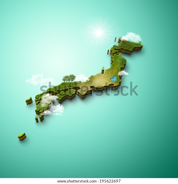 3d Map Japan Stock Illustration 195622697