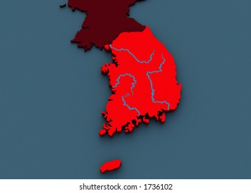3d Map Korea Stock Illustration 1736102 | Shutterstock
