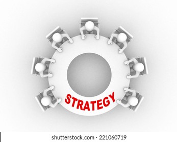 3d Men Sitting Round Table Having Stock Illustration 221060719 ...