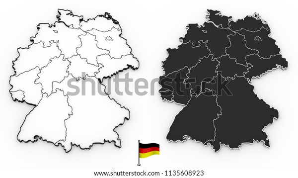 3d Model Germany National Borders Regions Stock Illustration 1135608923 ...