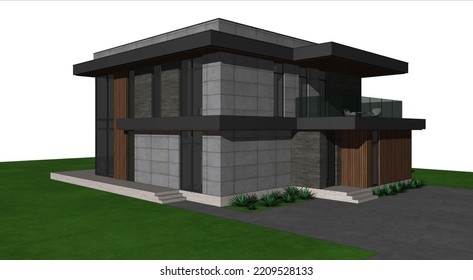 3d Model House Architectural Template Background Stock Illustration ...