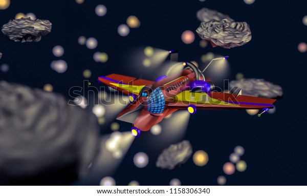 3d Model Interstellar Aircraft Flying Through Stock Illustration ...