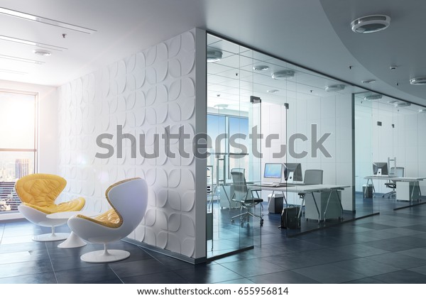 3d Modern Office Interior Render Stock Illustration 655956814