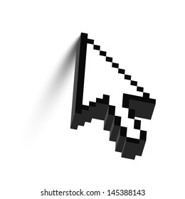 3d Mouse Arrow Cursor Shadow Raster Stock Illustration 145388143 ...