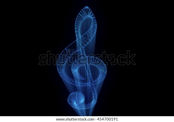 3d Music Note Wireframe Hologram Style Stock Illustration 454700191 ...