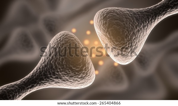 3d Nerve Cell Synapse Brain Stock Illustration 265404866