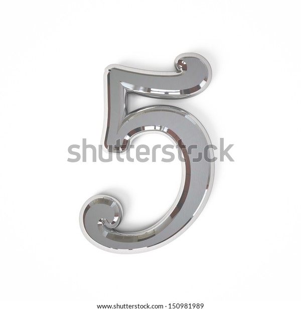 3d Number Five Metal Surface Isolated Stock Illustration 150981989