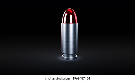 3d Object Silver Red Metal Bullet Stock Illustration 1969487464 ...