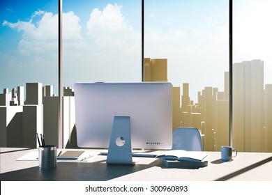 1,265 Desk office skyline background Images, Stock Photos & Vectors ...
