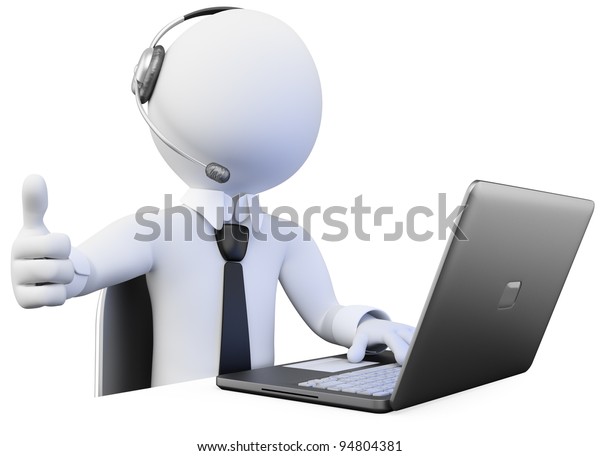 3d Operator Working Call Center Rendered Stock Illustration 94804381