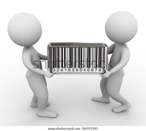 3d People Carrying Barcode Box Stock Illustration 86593345 | Shutterstock