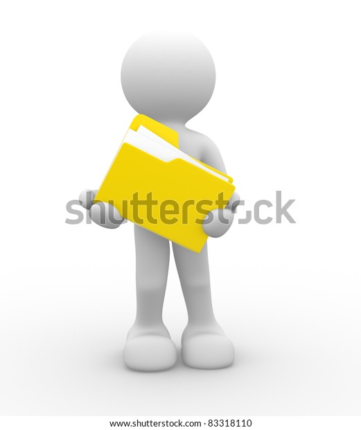 3d people - human character and folder. 3d render illustration