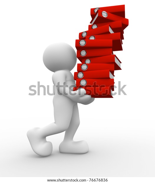 3d People Icon Carrying Stack Folders Stock Illustration 76676836 ...