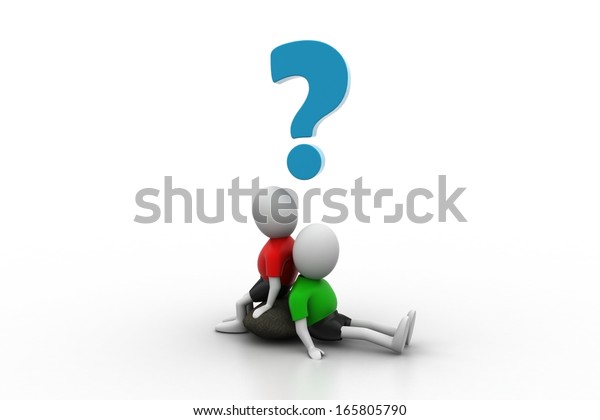 Ilustrasi Stok 3d People Sitting Question Mark Isolated 165805790 ...