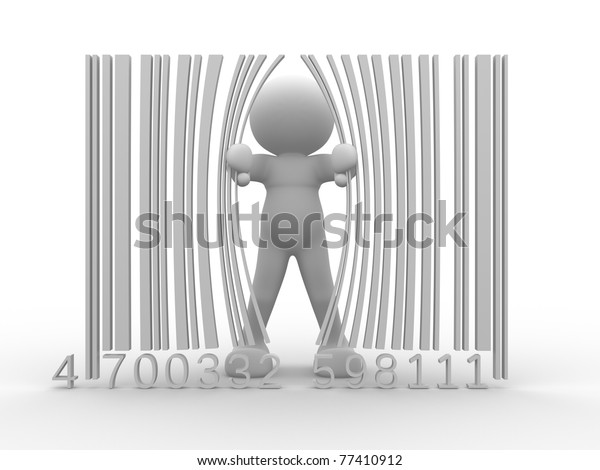 3d Person Bar Code Barcode This Stock Illustration 77410912