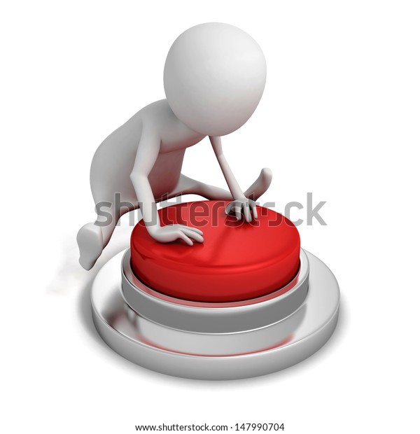 3d Person Pushing Red Button Jump 스톡 일러스트 147990704