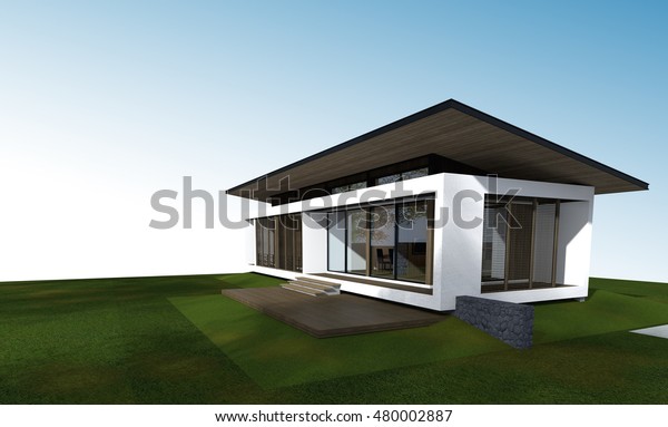 3d Perspective House Clipping Path 3d Stock Illustration 480002887