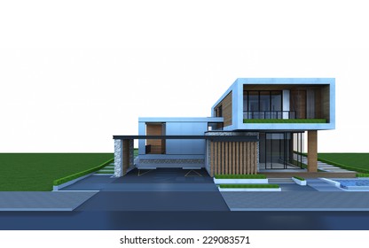 3d Perspective House On White Background Stock Illustration 229083571 ...