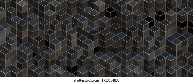 3d Perspective Metallic Cube Grid Background Stock Illustration ...