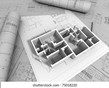 3d Plan Drawing Stock Illustration 75018220