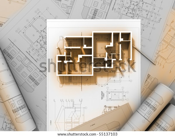 3d Plan Drawing Stock Illustration 55137103 | Shutterstock