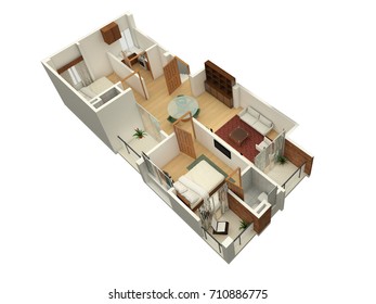 3d Plan Residence Single Unit: ภาพประกอบสต็อก 710886775 | Shutterstock