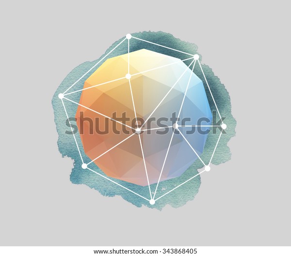 3d Polygonal Sphere White Dots Abstract Stock Illustration 343868405