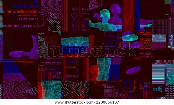 3d Portrait Man Glitch Effect Cyberpunk Stock Illustration 2208856137 ...
