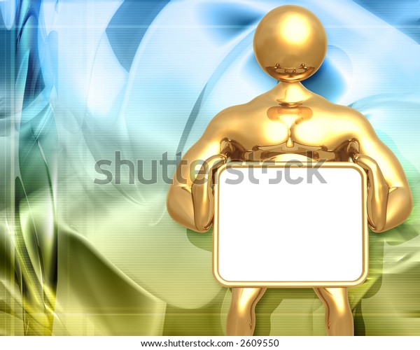 3d Presentation Concept Man Holding Sign Stock Illustration 2609550 ...