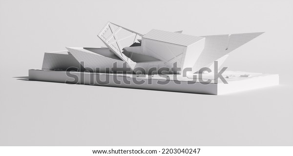3d Printed Prototype Museum Building Closeup Stock Illustration ...