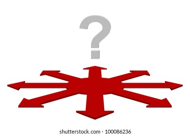 Question Mark Above Multidirectional Red Arrows Stock Illustration ...