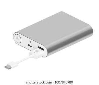 3d Realistic Render Silver Power Bank Stock Illustration 1007843989 ...