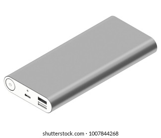 3d Realistic Render Silver Power Bank Stock Illustration 1007844268 ...