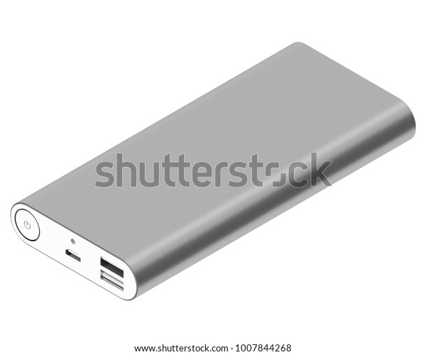 3d Realistic Render Silver Power Bank Stock Illustration 1007844268 ...