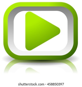 3d Rectangular Play Button Shadow Reflection Stock Illustration ...