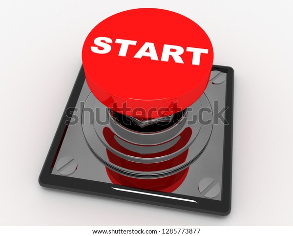 3d Red Button Start 3d Rendered Stock Illustration 1285773877 ...