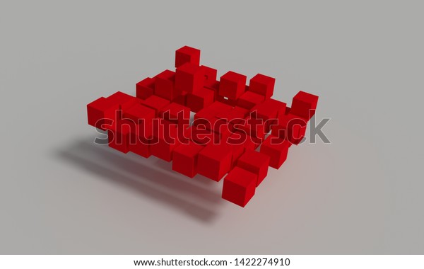 3d Red Cubes 3d Render Illustration Stock Illustration 1422274910 ...