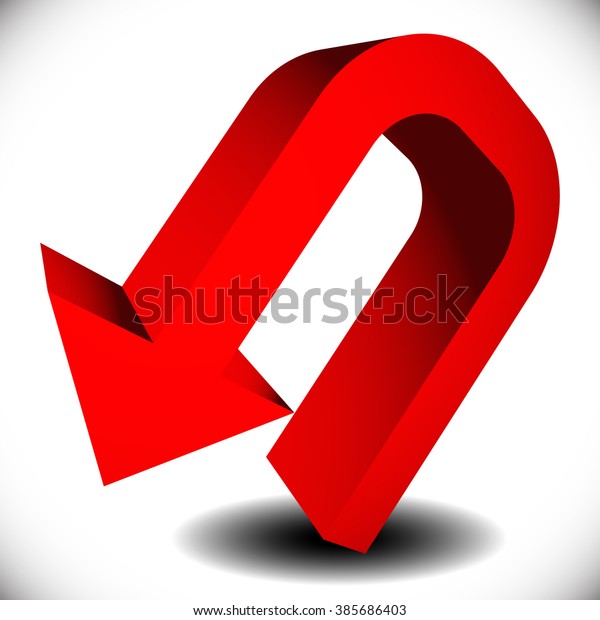 3d Red Curved Arrow Shadow Pointing Stock Illustration 385686403 ...