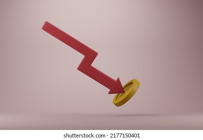 3d Red Down Arrow Hitting Coin Stock Illustration 2177150401 | Shutterstock