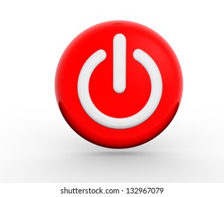 3d Red Power Button Icon 3d Stock Illustration 132967079