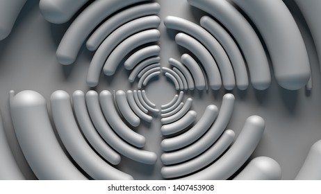 3d Render Abstract Background Concentric Arcs Stock Illustration ...