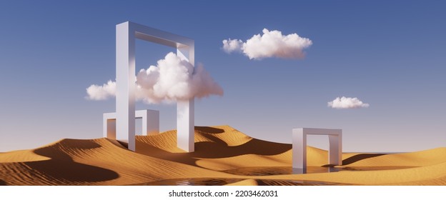3d Render Abstract Background Desert Landscape Stock Illustration ...