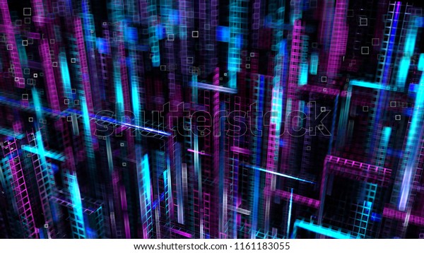 3d Render Abstract Background Digital City Stock Illustration 1161183055