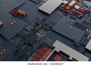 3d Render Abstract Background Technology Surface Stock Illustration ...