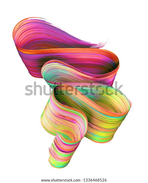 3d Render Abstract Brush Stroke Neon Stock Illustration 1336468526 ...