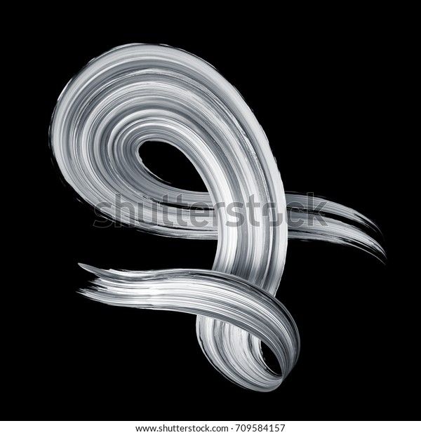 3d Render Abstract Brush Stroke White Stock Illustration 709584157