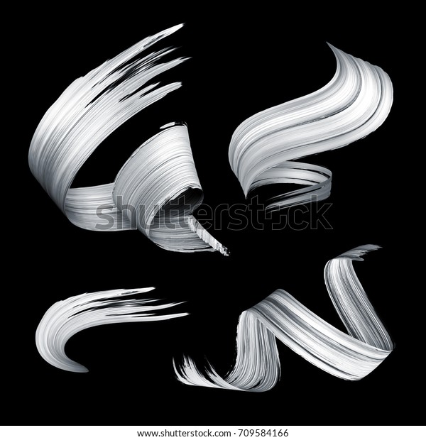 3d Render Abstract Brush Stroke White Stock Illustration 709584166 ...