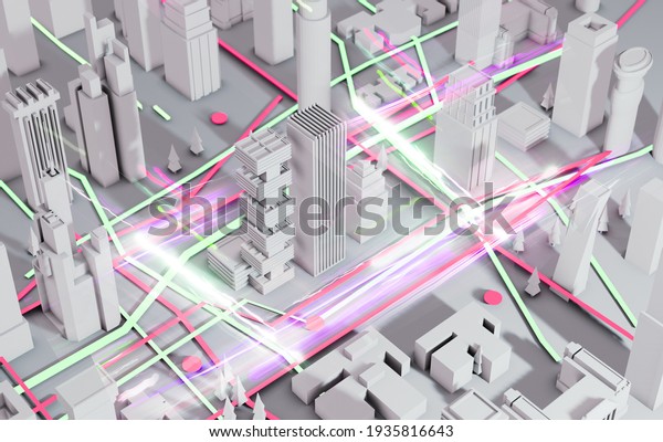 3d Render Abstract City City Plan Stock Illustration 1935816643 ...